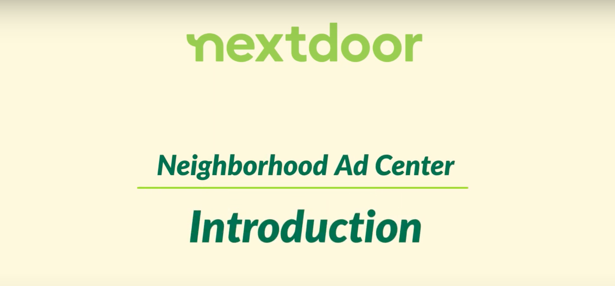 Video tutorial: Introduction to the Neighborhood Ad Center
